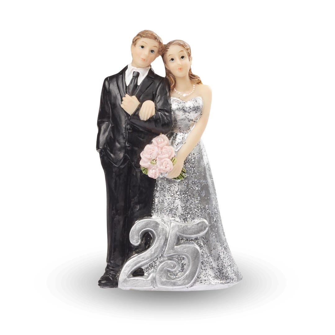 Silver Wedding Anniversary Figurine | Bridal Couple Silver Wedding ...