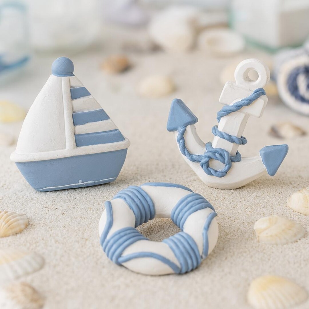 Boat Anchor Lifebuoy, White and Blue, Approx. 4 Cm in Size | Maritime ...