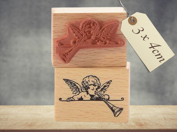 Rubber Stamp Angel Guardian Angel With Wings Wooden Stamp - Etsy