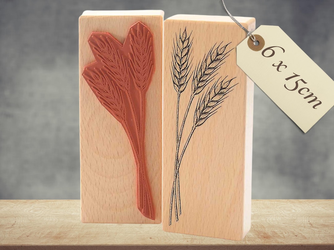 Wheat Ear Motif Stamp Grain Wheat Grain Rubber Stamp Wooden Stamp ...