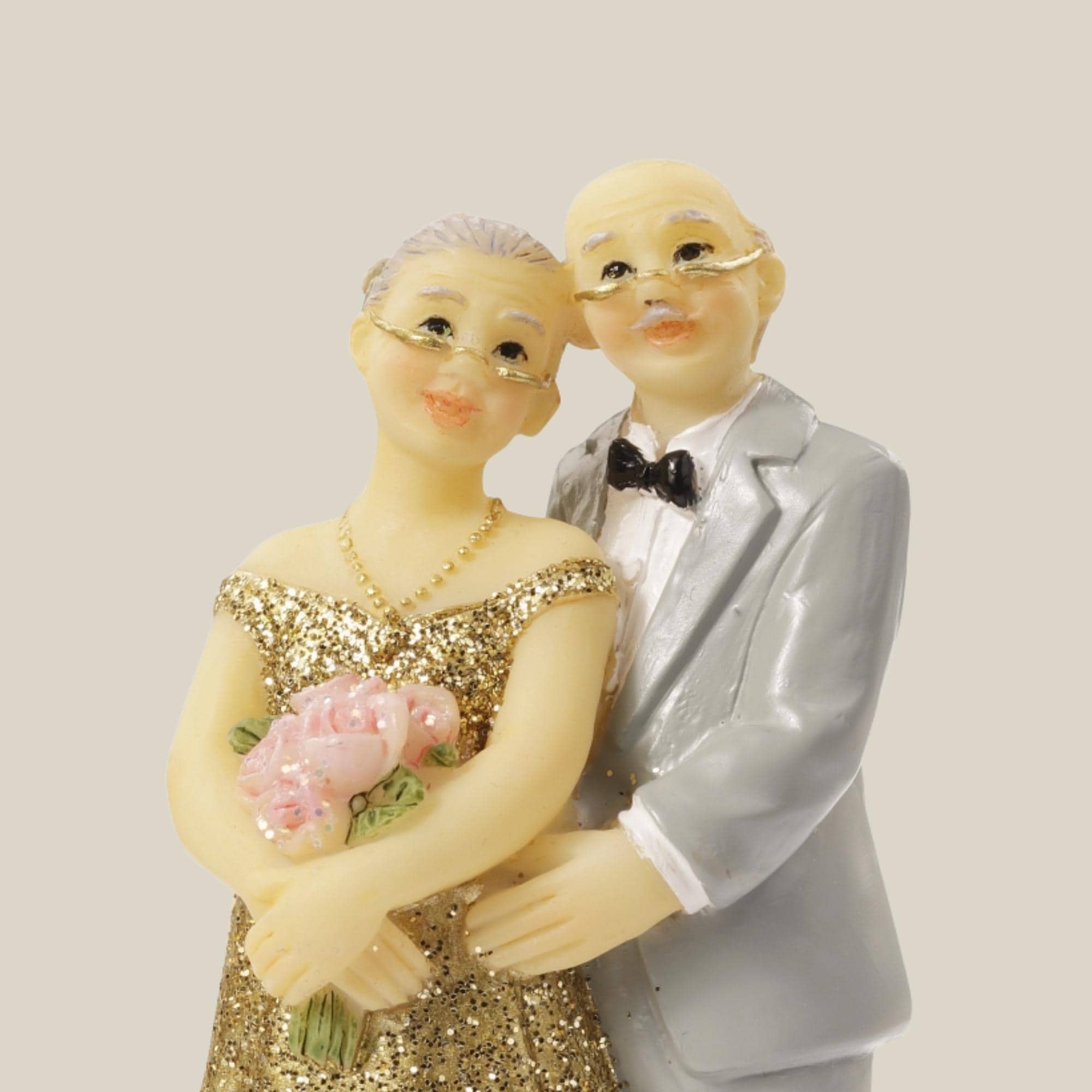 Golden Wedding Figurine | Golden Wedding Bride and Groom 7.5 Cm Tall ...
