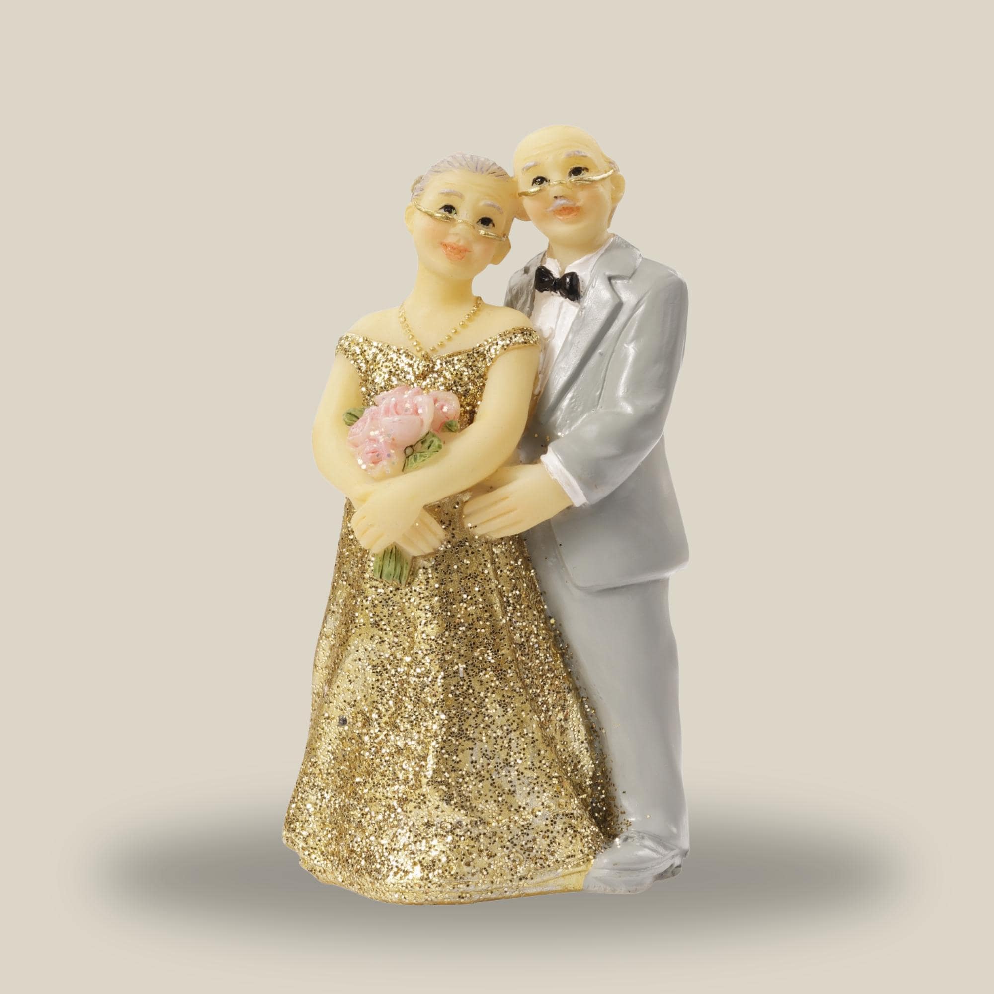 Golden Wedding Figurine | Golden Wedding Bride and Groom 7.5 Cm Tall ...