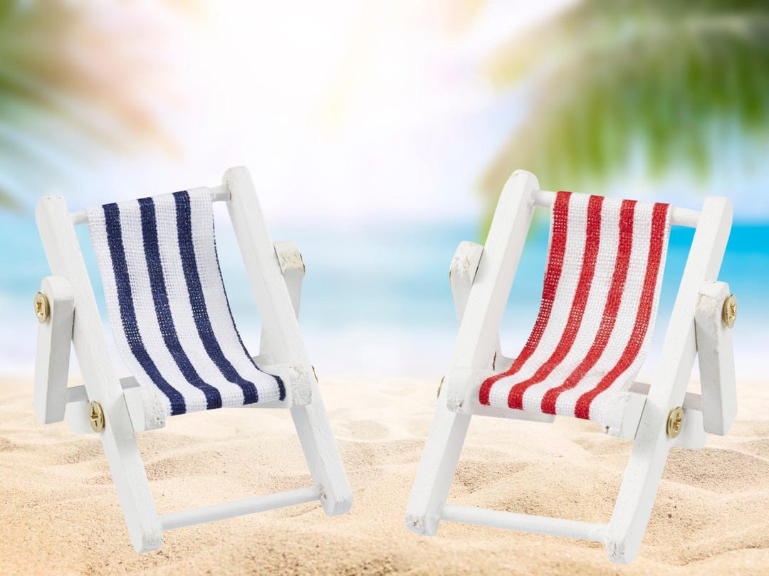 Miniature Deck Chair White | Nautical Decoration Beach Chair | Mini ...
