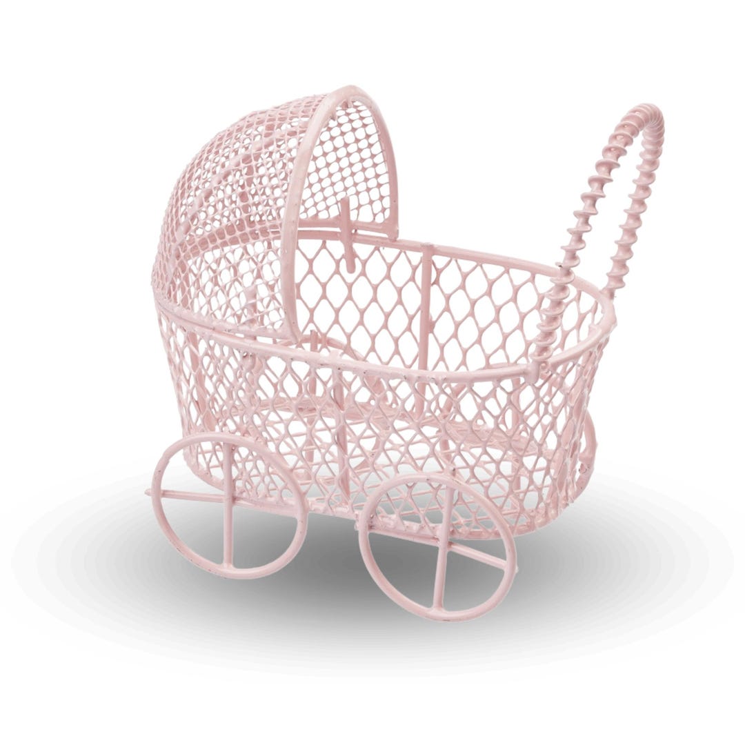 Miniature Baby Carriage Girl 7cm in Pink Metal | Mini Baby ...