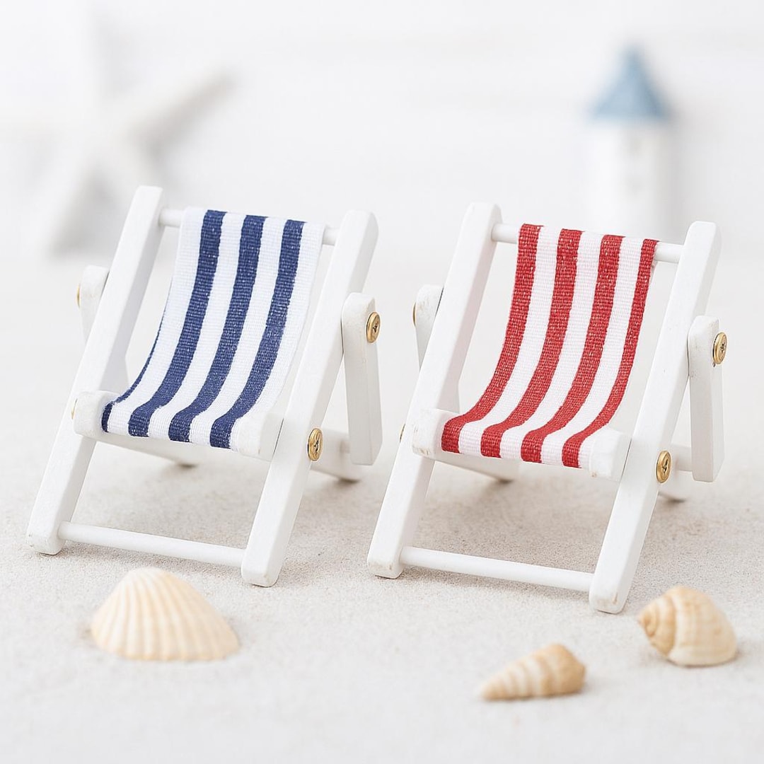 Miniature Deck Chair White | Nautical Decoration Beach Chair | Mini ...
