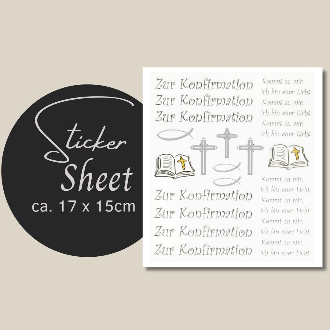 Sticker Sheet for Confirmation With Saying Sticker Youth Consecration ...