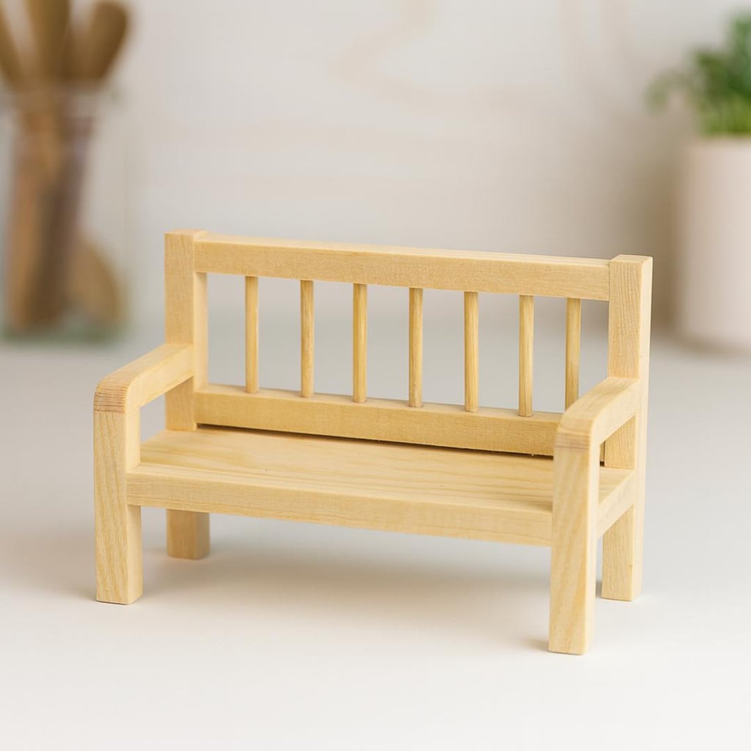 Miniature Wooden Bench 8x3.5x6cm – Bench for Gnome World, Dollhouse ...