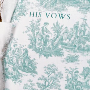 Green Linen Toile De Jouy Vow Books - Etsy