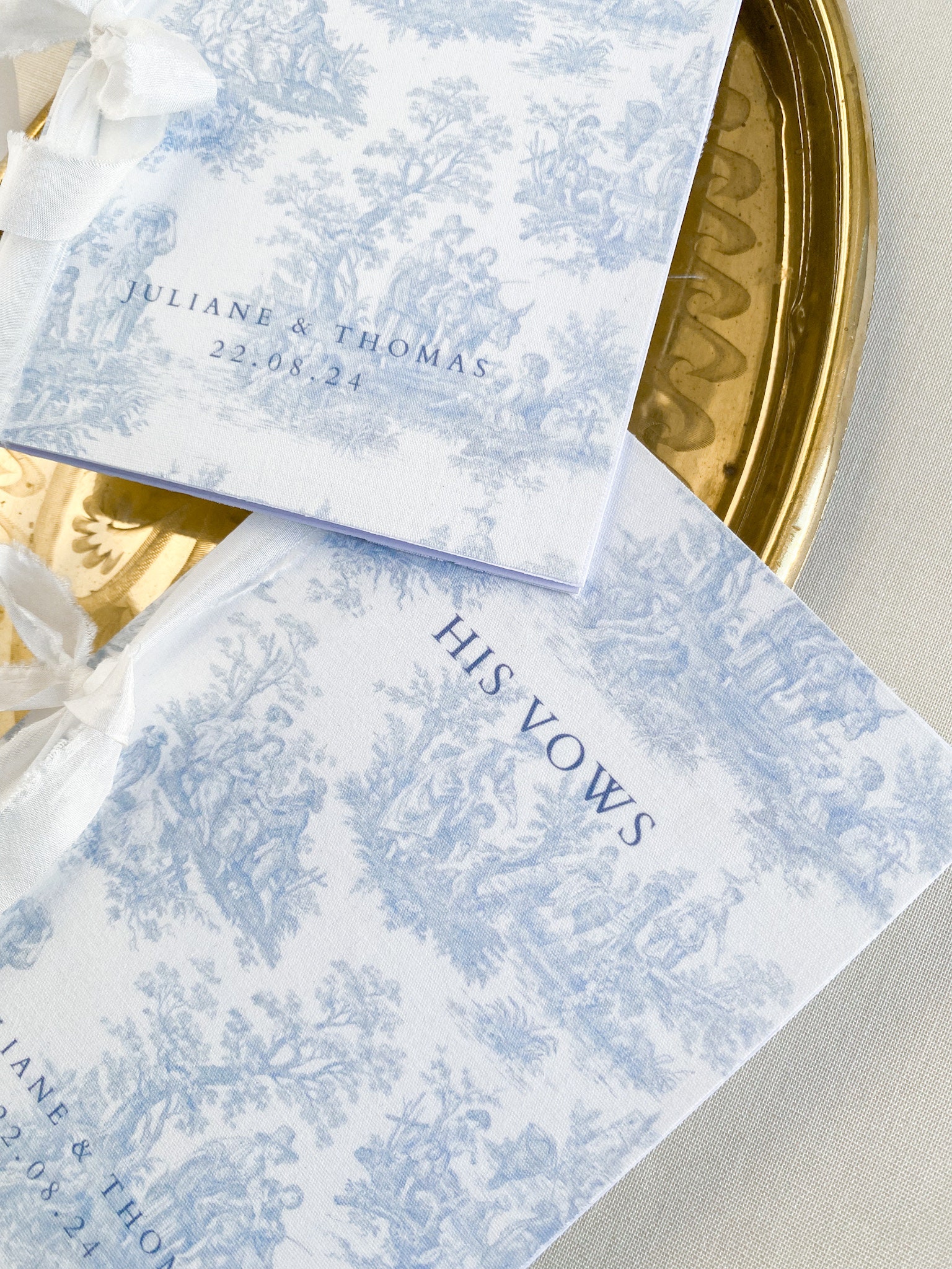 Linen Toile De Jouy Vow Books - Etsy