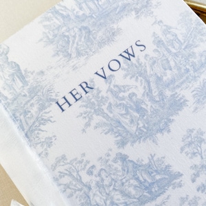 Linen Toile De Jouy Vow Books - Etsy