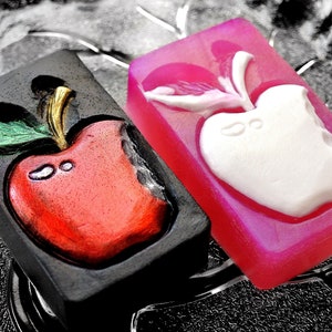BITTEN APPLE SILICONE Mold Soap Bar Mould 5,5oz Resin Plaster Chocolate ...