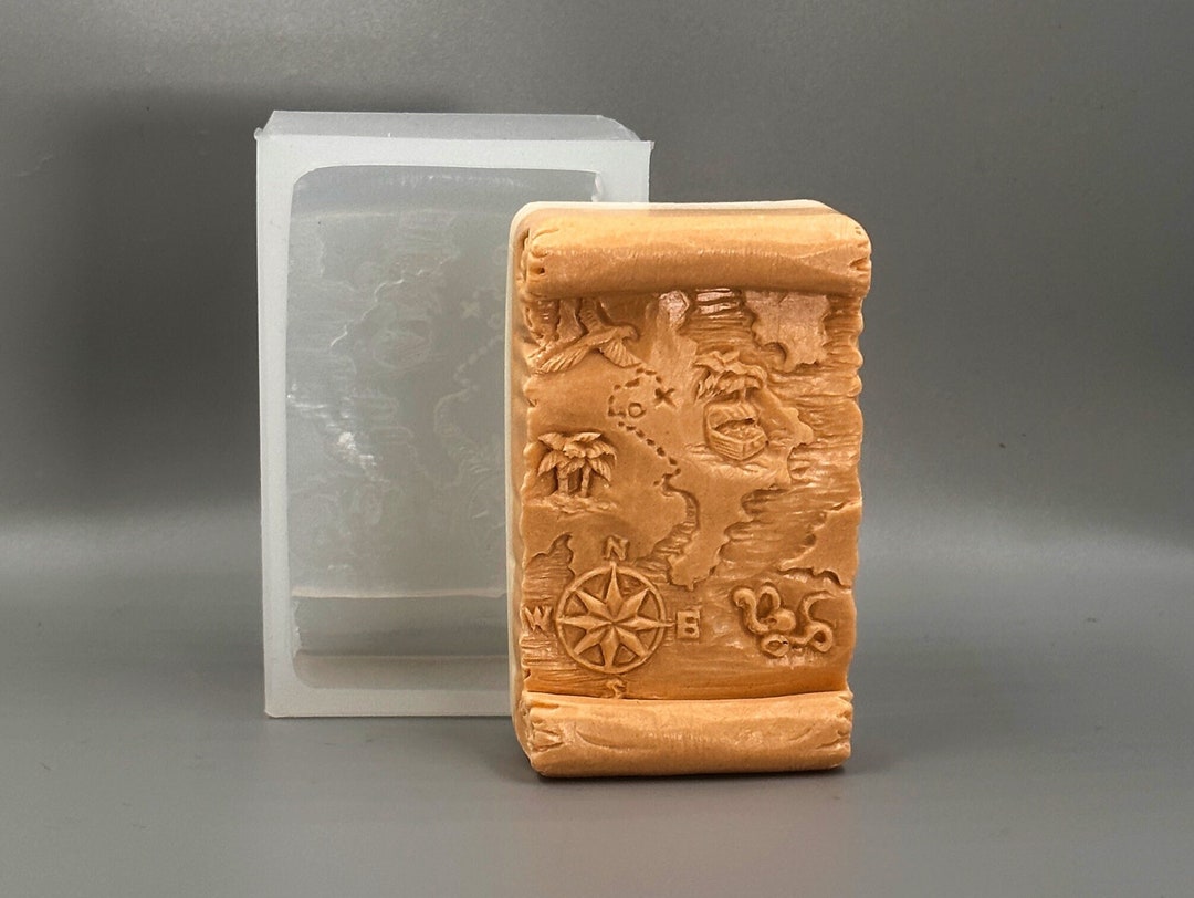 PIRATE MAP MOLD Soap 5oz Resin Plaster Chocolate Wax Icing Flexible ...