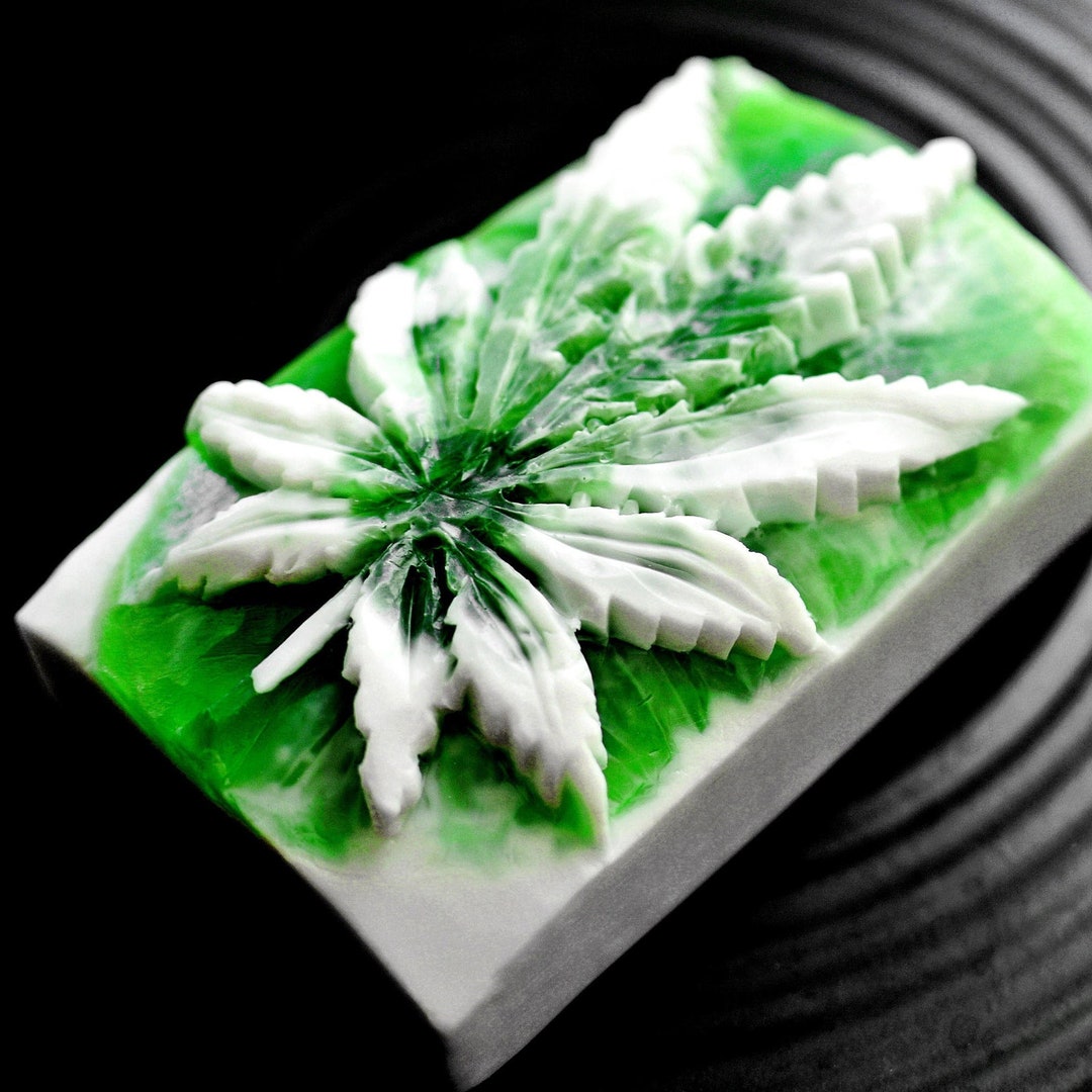 MARIJUANA SOAP MOLD Silicone Leaf Cannabis Hash Pot Mould Soap Bar 5oz ...