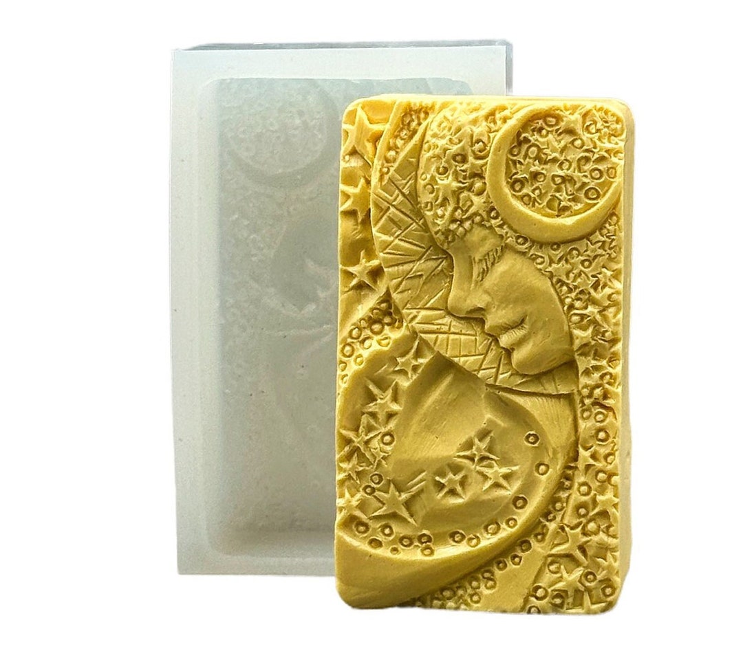 LADY MOON SILICONE Mold Soap Flexible Sturdy Celestial Mould 5oz Sky ...