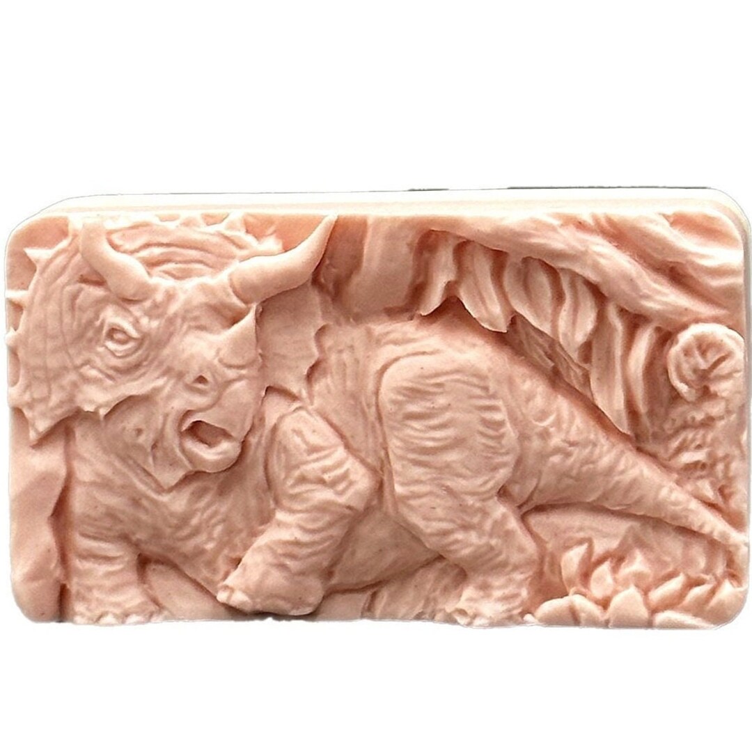 DINOSAUR SILICONE MOLD Soap Bar Mould 5,5oz Resin Plaster Chocolate Wax ...