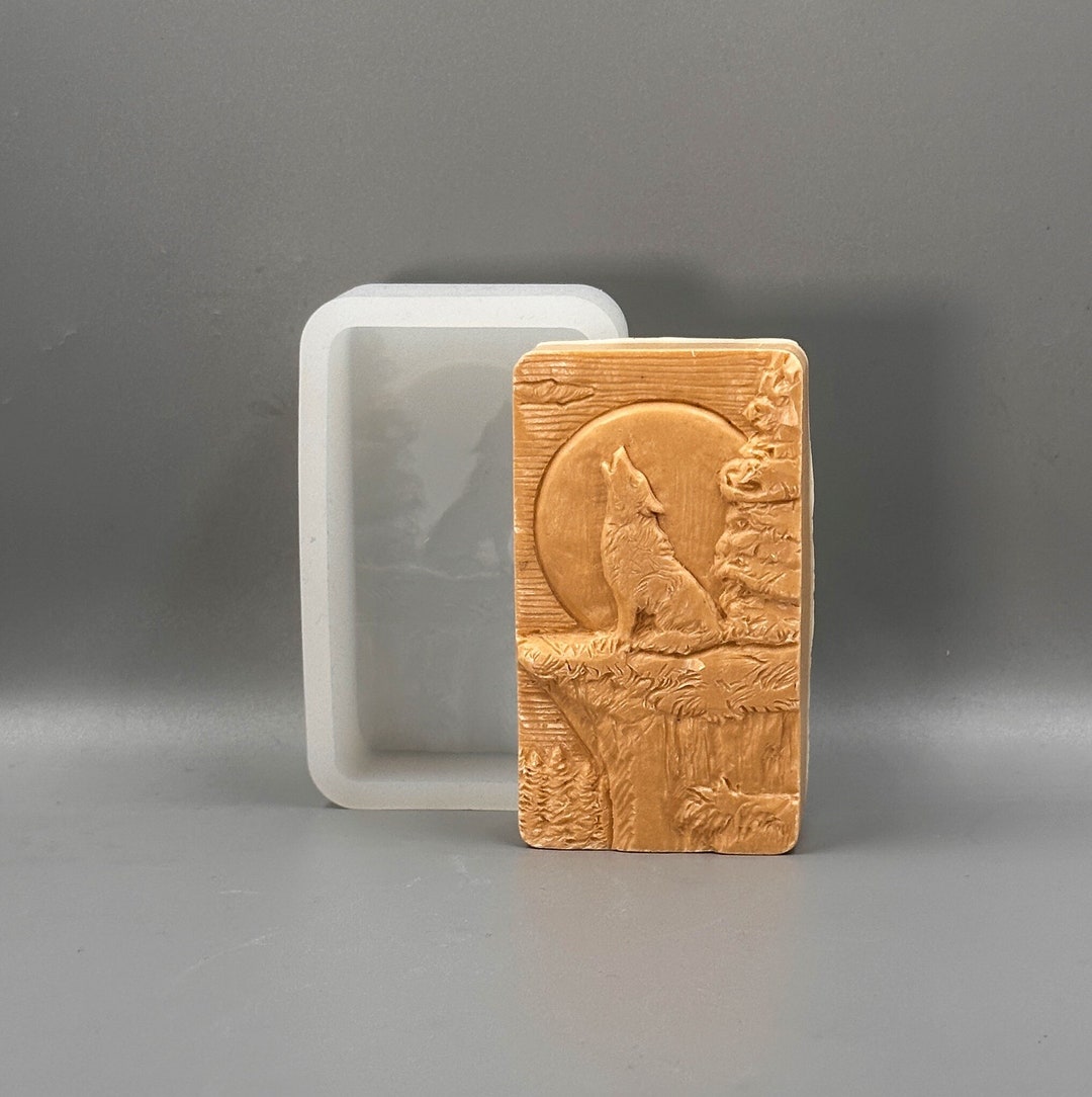 WOLF SILICONE MOLD Soap Silicone Mould Soap Bar Plaster Clay Wax Resin ...