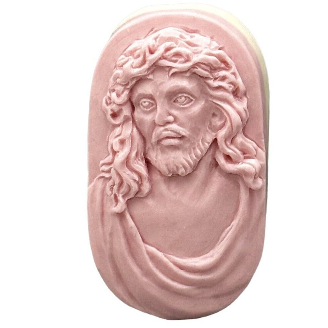 JESUS SILICONE MOLD Soap Flexible Sturdy Mould 5oz Christ Polymer Clay ...