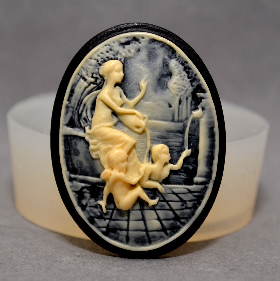 MOTHER WITH CHILD Silicone Mold Cameo 40x30mm Sugarcraft Fimo Polymer ...