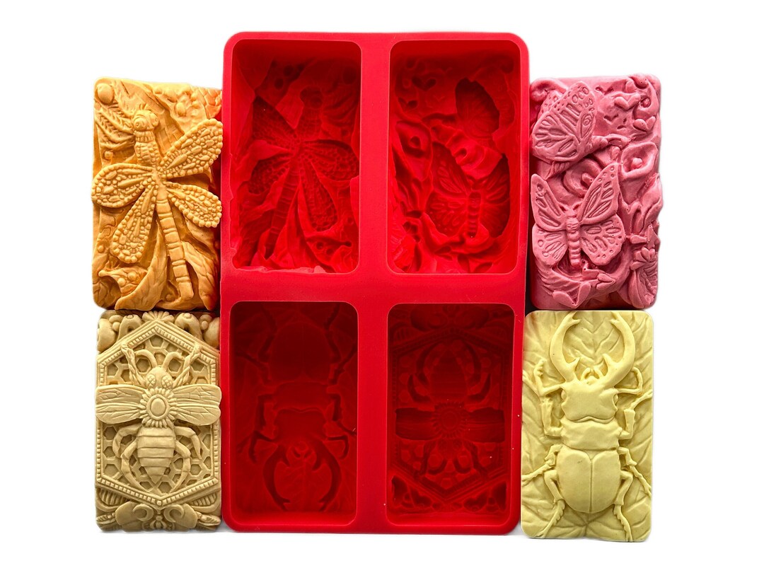 INSECTS SILICONE MOLD Set of 4 Molds for Soap Making, Candle, Gypsum ...