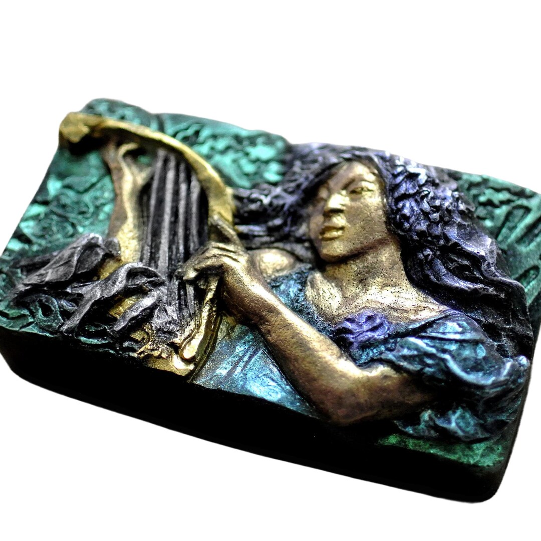 LADY SILICONE MOLD Harp Mould Art Nouveau Ornament 5,5oz Resin Plaster ...