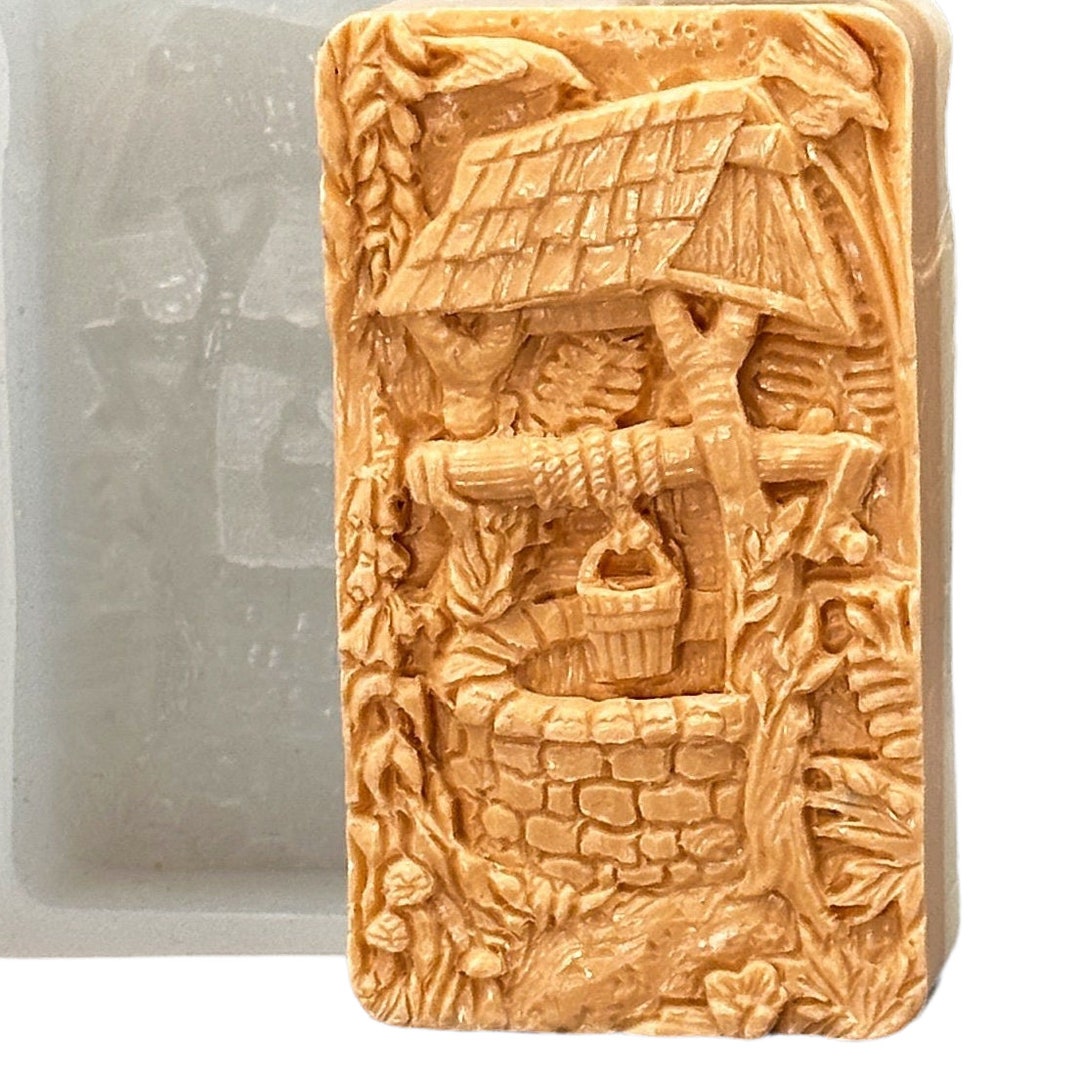 WISHING WELL MOLD Silicone Soap Bar Mould 5,5oz Resin Plaster Chocolate ...