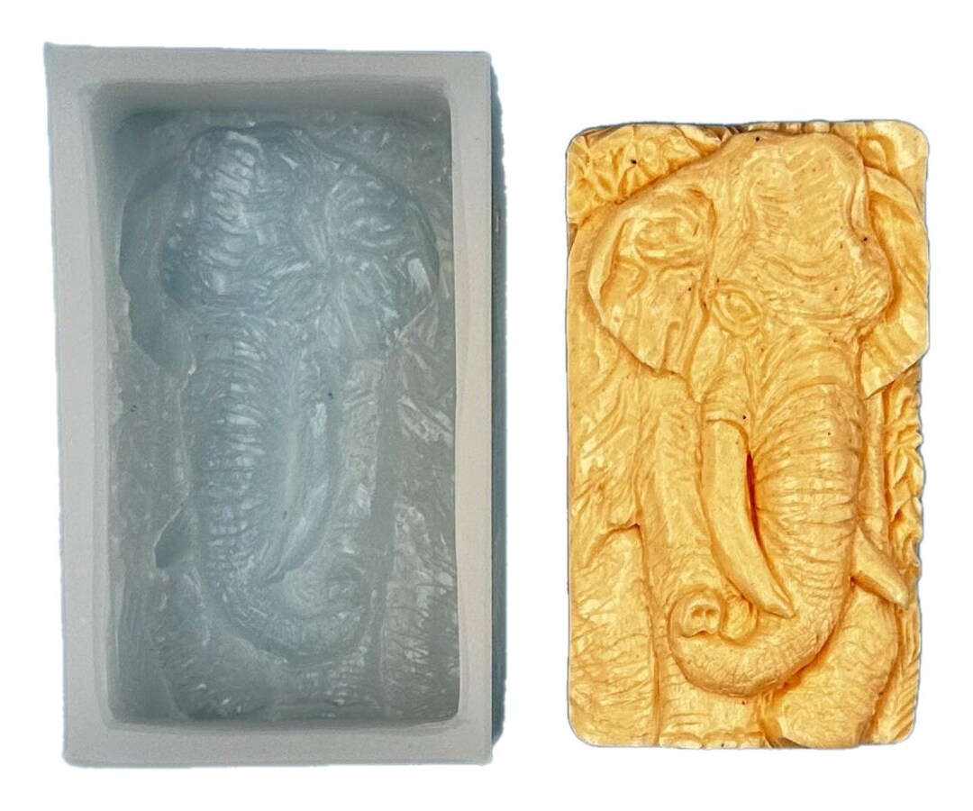 ELEPHANT SILICONE MOLD Soap Bar Mould 5,5oz Resin Plaster Chocolate Wax ...