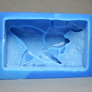 DOLPHIN SILICONE MOLD Making Soap Bar Mould Sea Creature Plaster Clay ...