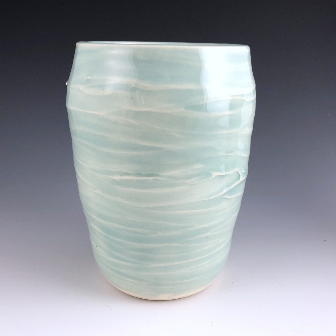 Blue, Aqua Water Ripples Modern, Handmade, Pottery Vase - Etsy