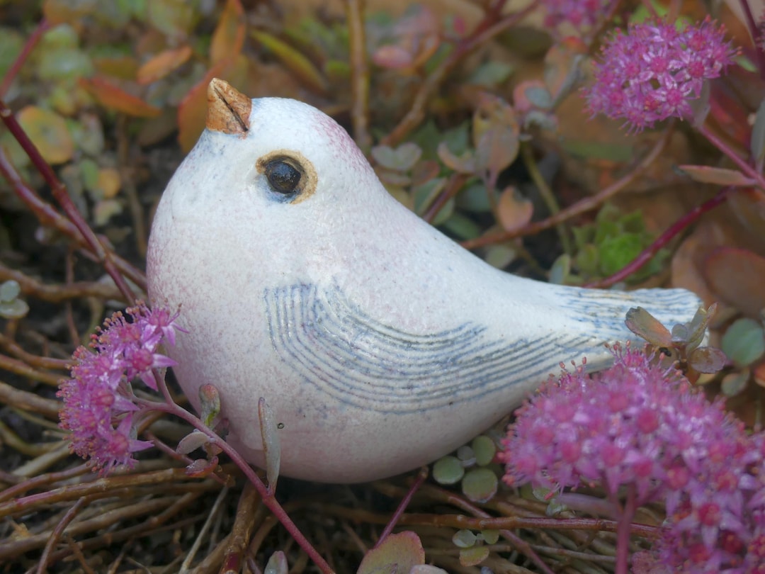 Frost-proof Garden Ceramics, Ceramic Bird White and Pink - Etsy UK