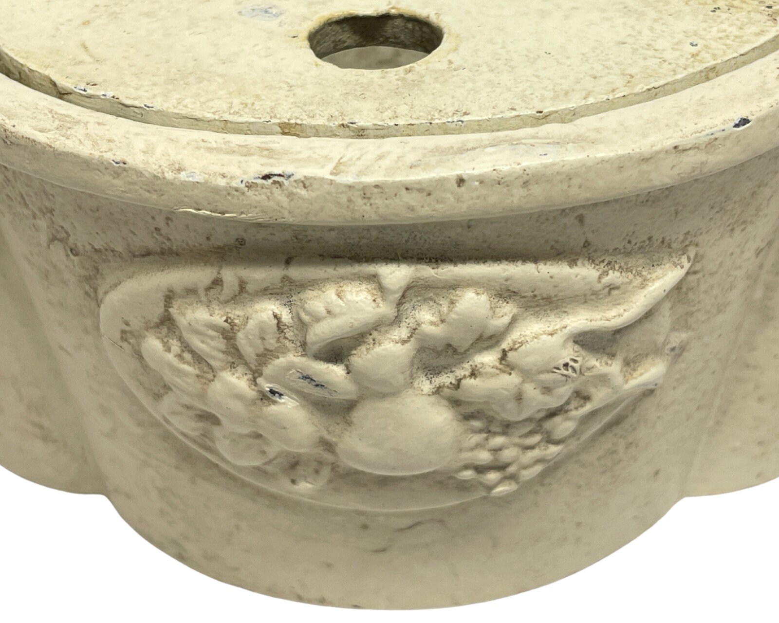 Hen Feathers Ivory Cast Iron Bud Planter With Lid Has Holes Flower ...
