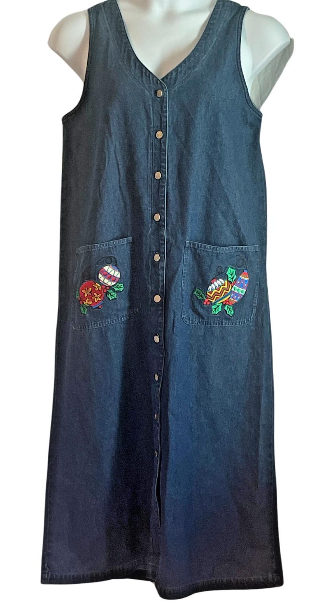 Original TY Wear Sz 12 Maxi Jumper Denim Christmas Embroidery Ugly ...