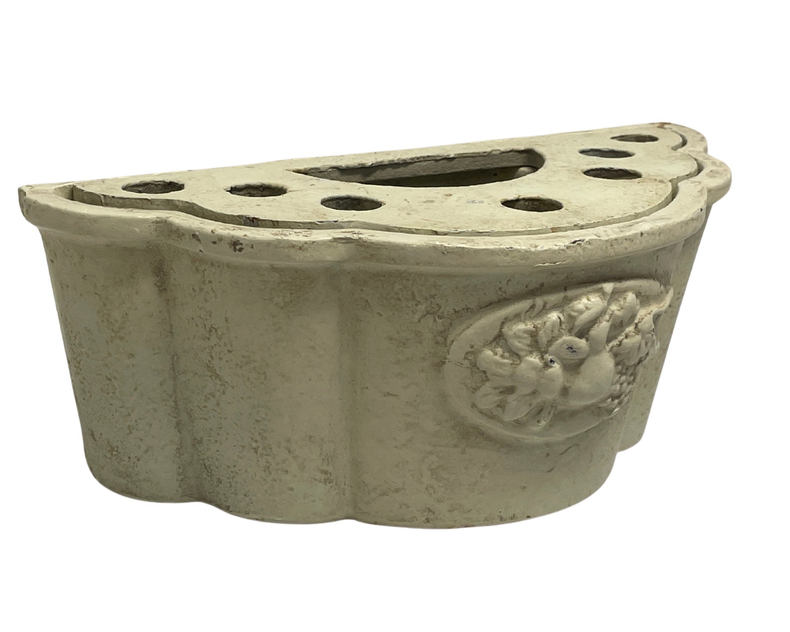 Hen Feathers Ivory Cast Iron Bud Planter With Lid Has Holes Flower ...