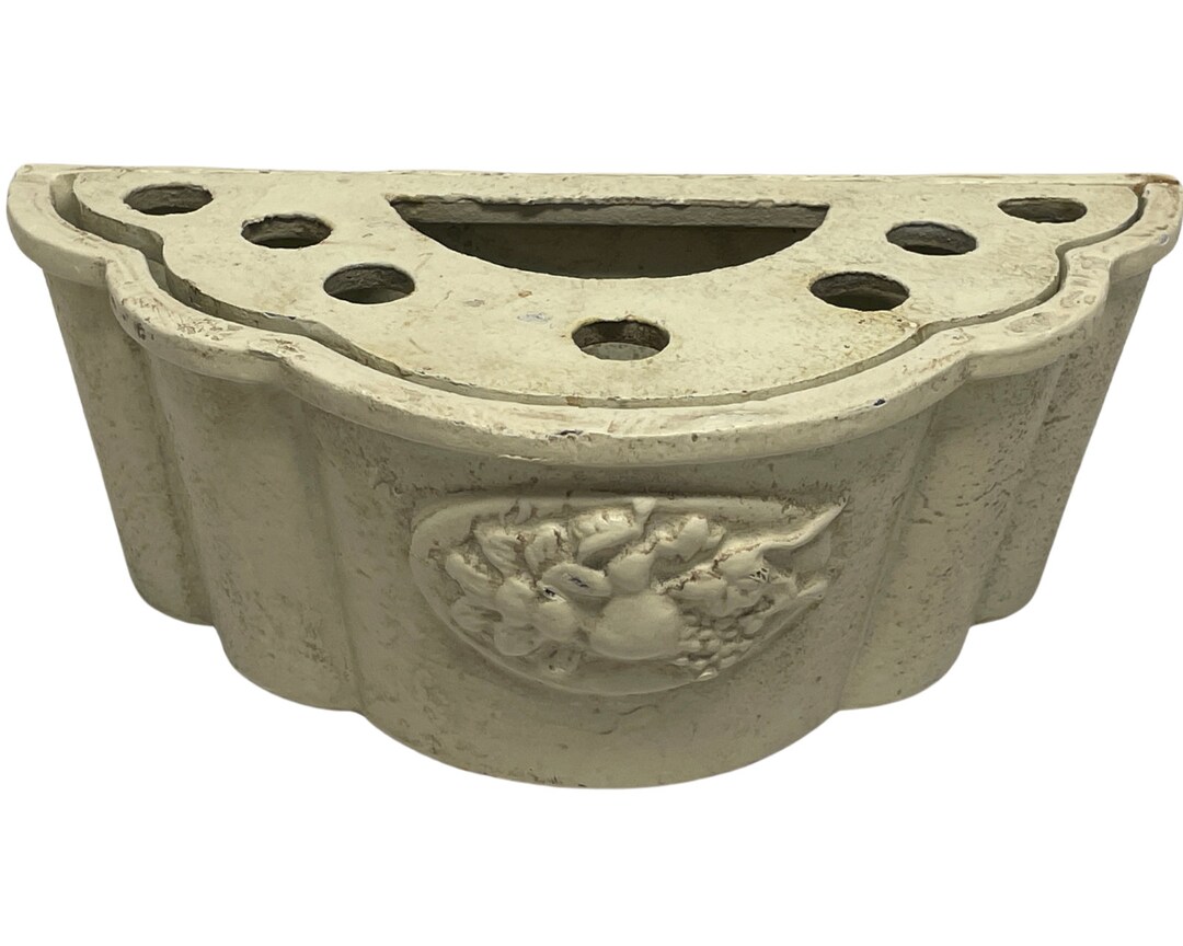 Hen Feathers Ivory Cast Iron Bud Planter With Lid Has Holes Flower ...