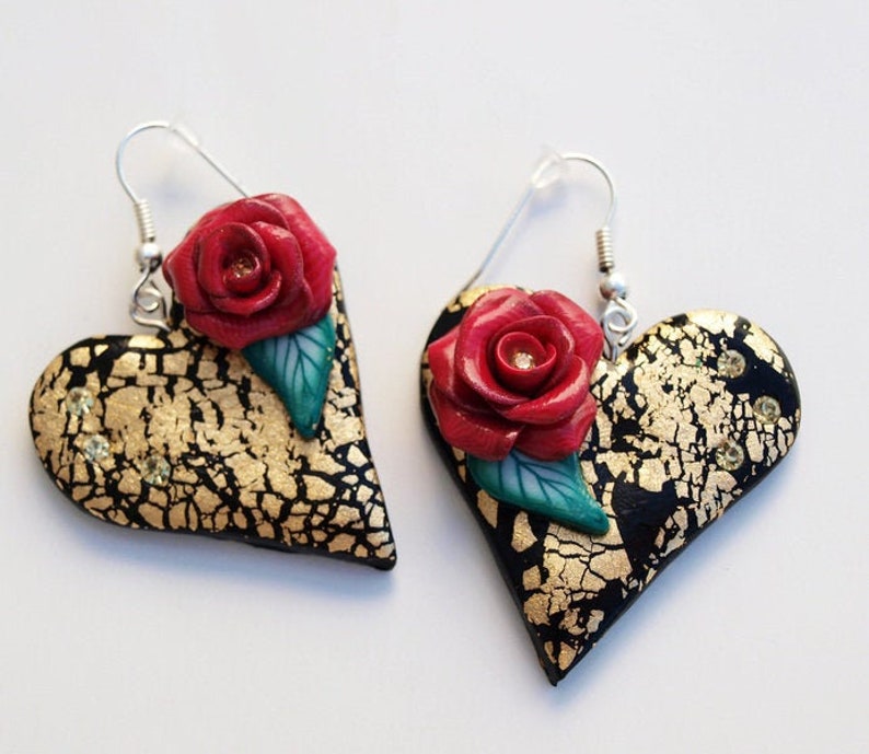 Halsband mit Anhänger aus Fimo Rose Anhänger Fimo Blumen Polymer Clay ...