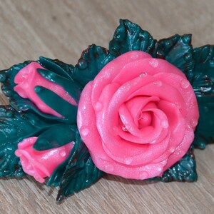 Halsband mit Anhänger aus Fimo Rose Anhänger Blumen Polymer Clay ...