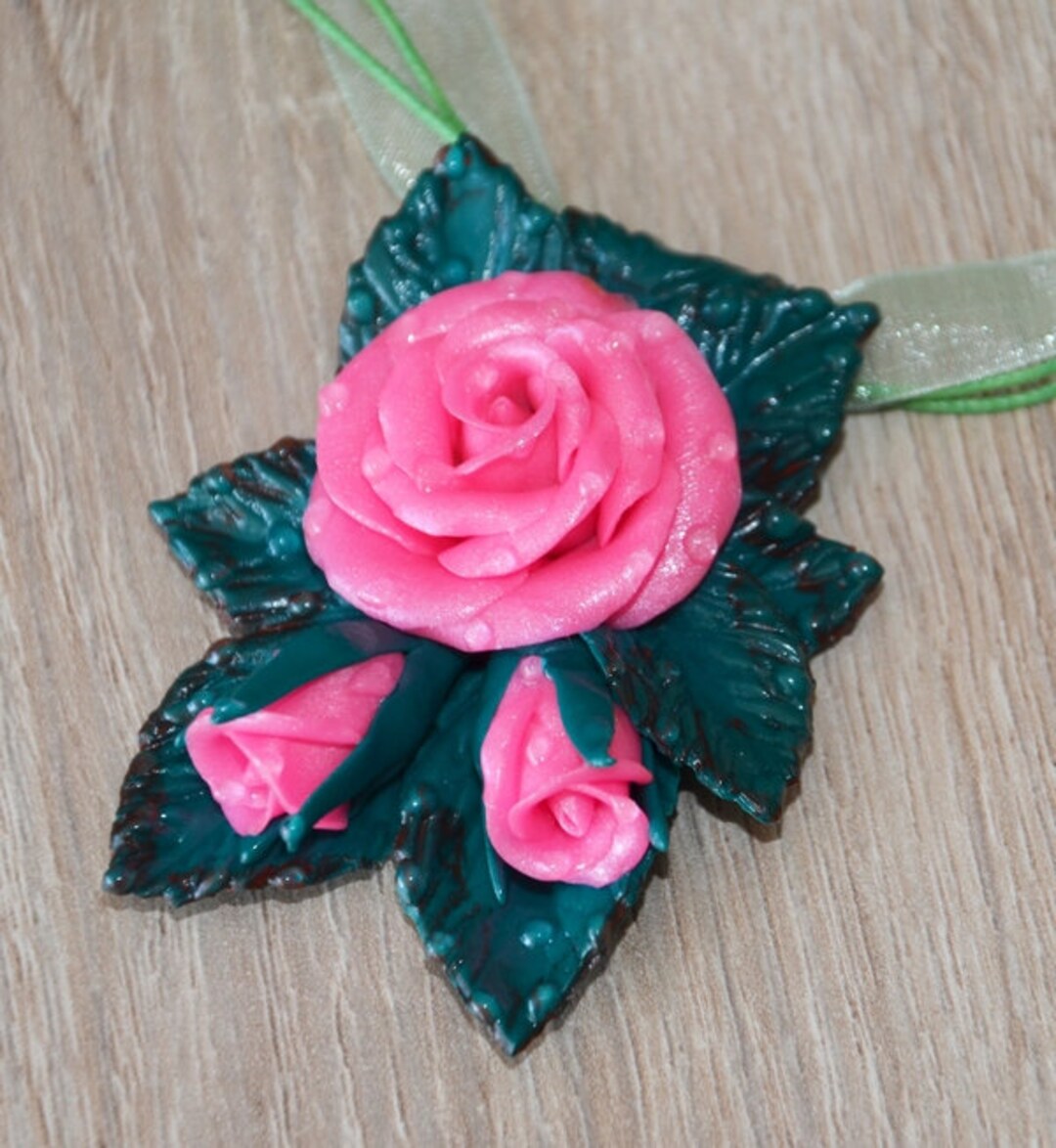 Halsband mit Anhänger aus Fimo Rose Anhänger Blumen Polymer - Etsy.de