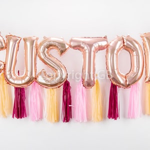 16" Rose Gold Custom Balloon/banner | Rose Gold Letter Balloons ...