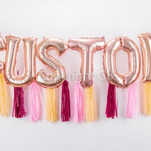 16" Rose Gold Custom Balloon/banner | Rose Gold Letter Balloons ...
