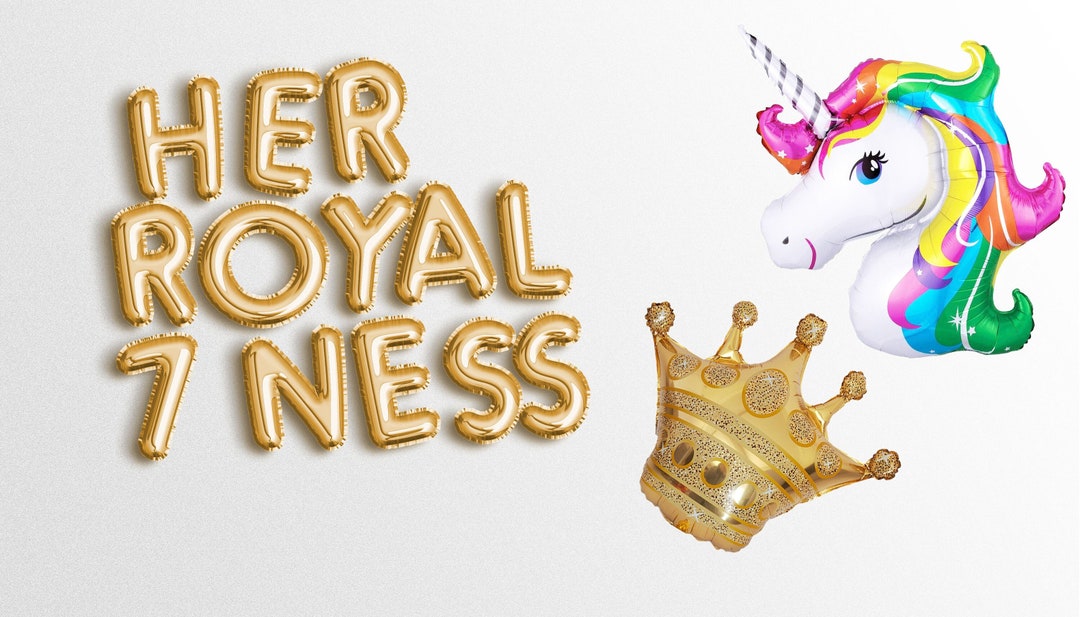 Her Royal 7 Ness Balloon Banner, Seventh Banners 7th Birthday Party ...