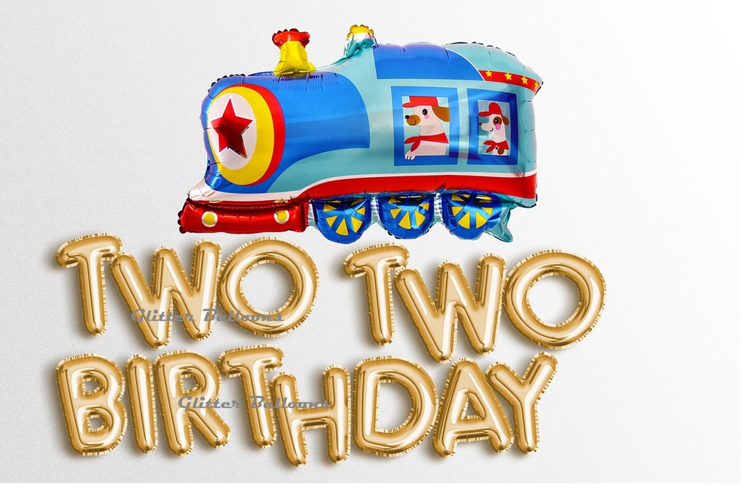 TWO TWO BIRTHDAY 16" Letter Balloons Banner Gold Birthday Banners ...