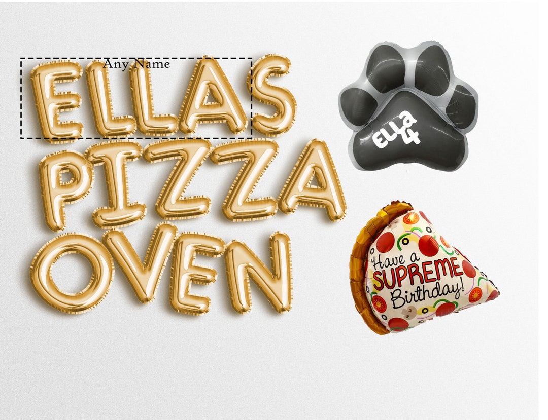 PIZZA OVEN Banner 16" Personalized Name Letter Balloons Bluey Inspired ...