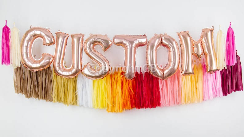 16" Rose Gold Custom Balloon/banner | Rose Gold Letter Balloons ...