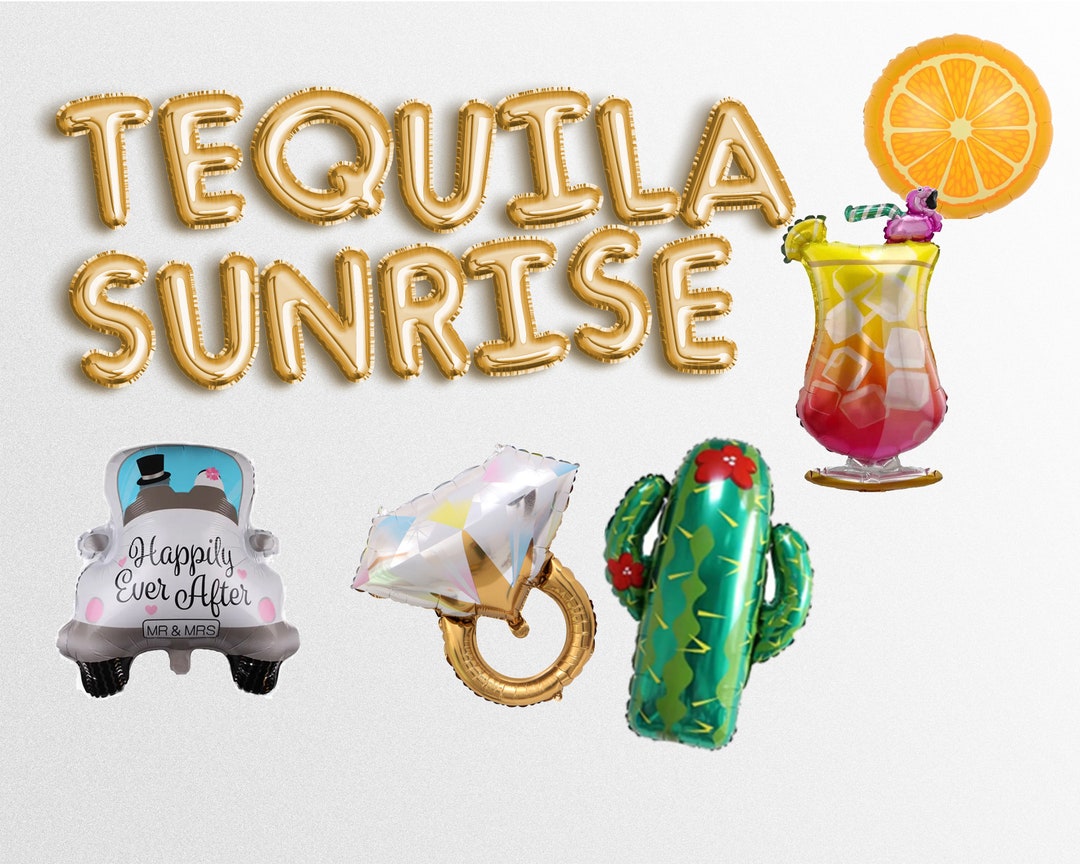 Tequila Sunrise 16" Letter Balloons Banner Bachelorette Engagement ...