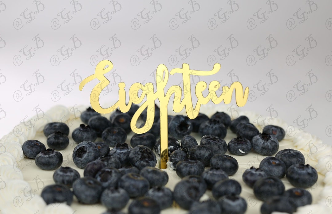 SALE ! Eighteen Script Cursive 18th Birthday Caketopper Gold Happy 18th ...