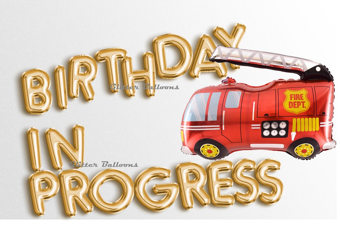 BIRTHDAY IN PROGRESS 16" Letter Balloons Banner Gold Silver Banners ...