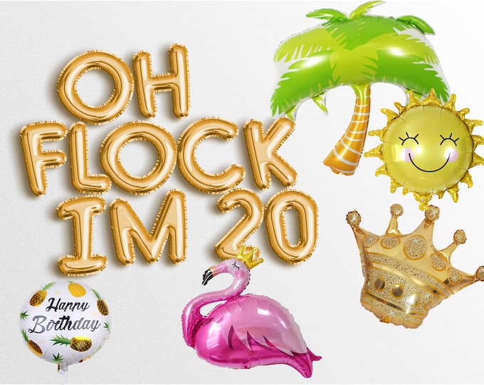 TWENTY Cursive Letter and Number Balloon Banner Gold, Rose Gold ...