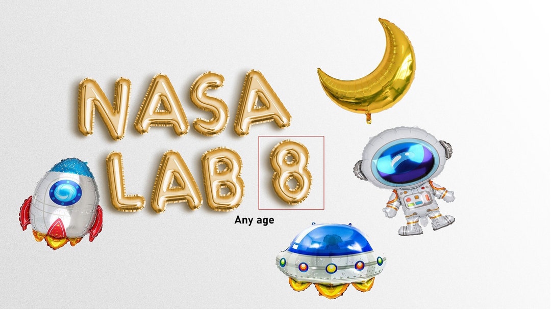 NASA LAB 1 2 3 4 5 6 7 8 9 10 Years Old Astronaut 16" Letter Balloons ...