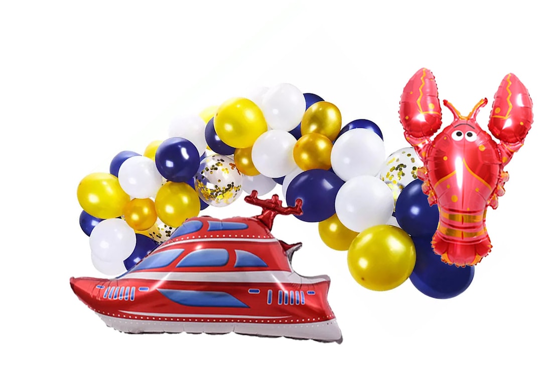 Sale Nauti Balloon Garland Navy Yellow Gold White Balloons Bachelorette ...