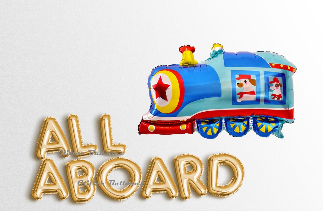 Cyber Sale ALL ABOARD Letter Balloons Banner Gold Birthday Banners ...
