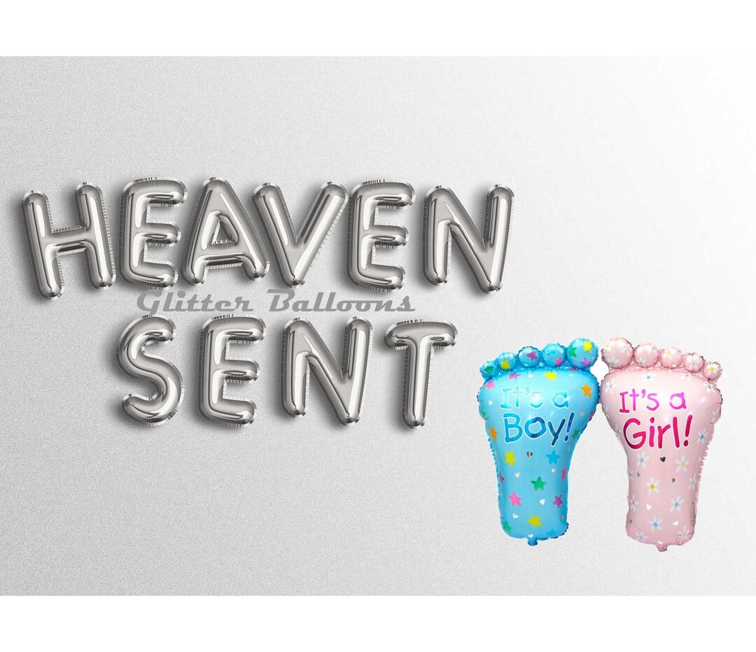 Cyber Sale HEAVEN SENT 16" Letter Balloons Heaven Sent Banner 29" Foot ...